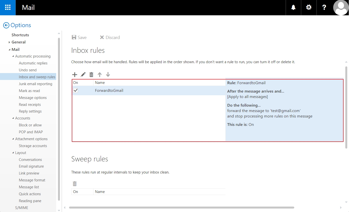 設定收件匣規則 Set Inbox Rule